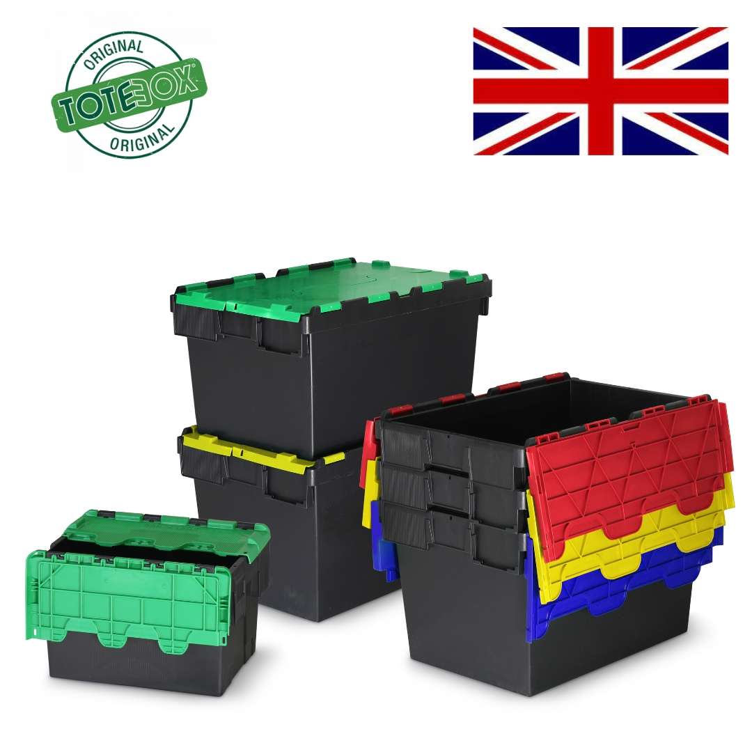 Tote Boxes & Attached Lid Containers - Plastic Box Warehouse